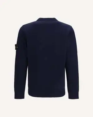 Stone Island Crewneck Sweater With Logo Patch - Black