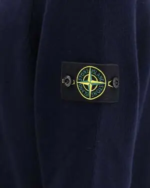 Stone Island Crewneck Sweater With Logo Patch - Black