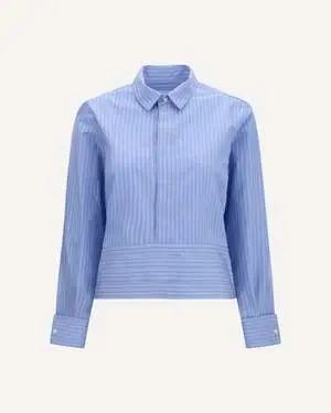 Sacai Cotton Poplin Shirt With Belt - Light Blue