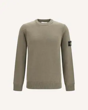 Stone Island Sweater Crewneck With Logo Patch On The Sleeve Ale - Green