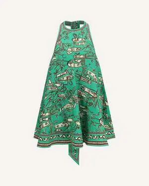 ALEMAIS Fish Sticks Linen Mini Dress - Green