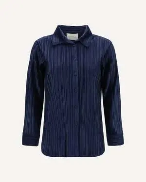 GONGDID DESIGN Velvet-like Striped Shirt