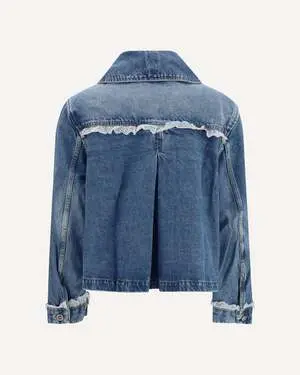 GANNI Rigid Denim Jacket With Lace Details