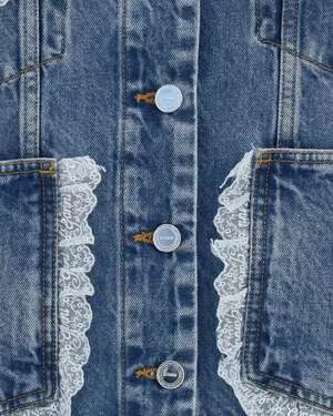 GANNI Denim Jacket With Lace Details - Blue