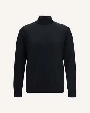 Giorgio Armani Sweater With High Collar In Cashmere - Black
