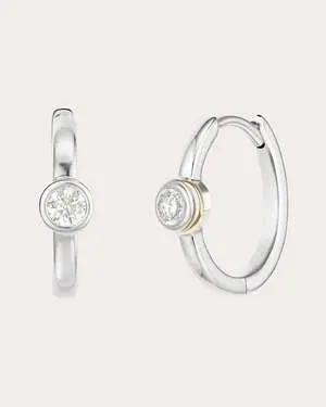 CHELSEA GABRIELLE Diamond & 18k White Gold Orbit Solo Huggie Earrings 18k Gold - Silver