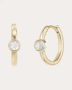 CHELSEA GABRIELLE Diamond & 18k Orbit Solo Huggie Earrings - Gold