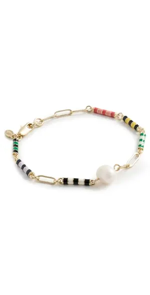 Clare V. Le Stripe Pearl Bracelet