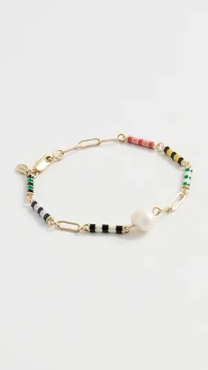 Clare V. Le Stripe Pearl Bracelet