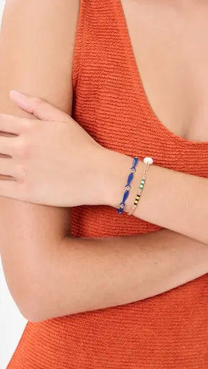 Clare V. Le Stripe Pearl Bracelet