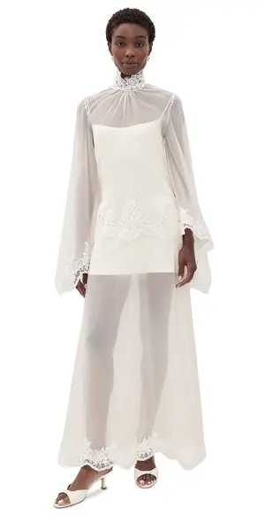 YELLOW THE LABEL Liz Organza Maxi Dress With Embroidered Lace