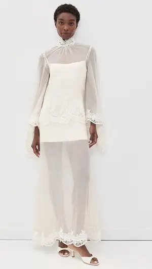 YELLOW THE LABEL Liz Organza Maxi Dress With Embroidered Lace