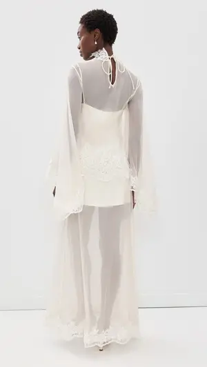YELLOW THE LABEL Liz Organza Maxi Dress With Embroidered Lace