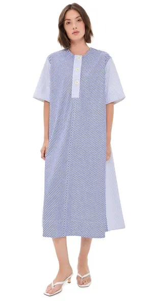 LEE MATHEWS Ivy Stripe Shirt Dress - Navy