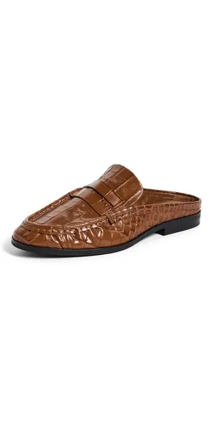 Simkhai Dean Embossed Leather Loafer Mules - Saddle