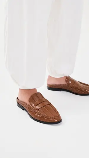 Simkhai Dean Embossed Leather Loafer Mules