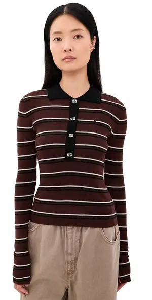 GANNI Mini Ribbed Merino Polo