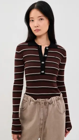 GANNI Mini Ribbed Merino Polo