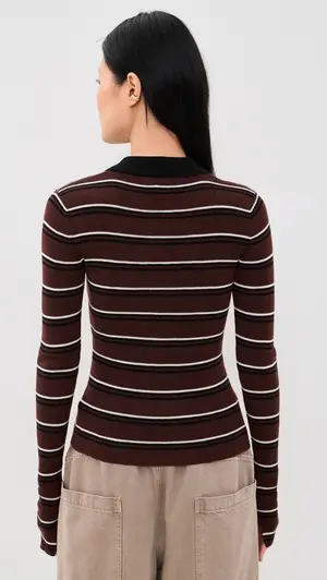 GANNI Mini Ribbed Merino Polo