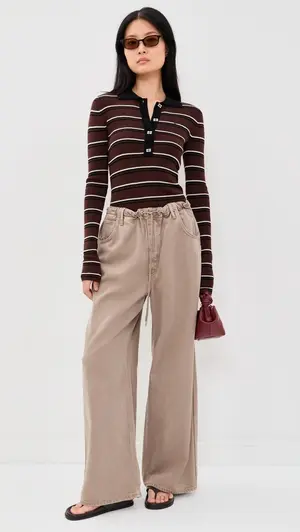 GANNI Mini Ribbed Merino Polo