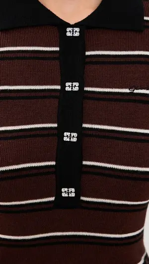 GANNI Mini Ribbed Merino Polo