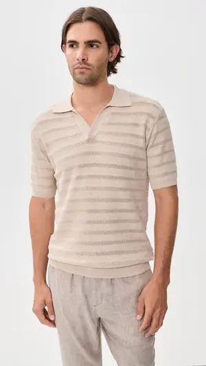 Frescobol Carioca Rino Cotton Jacquard Wave Knit Polo
