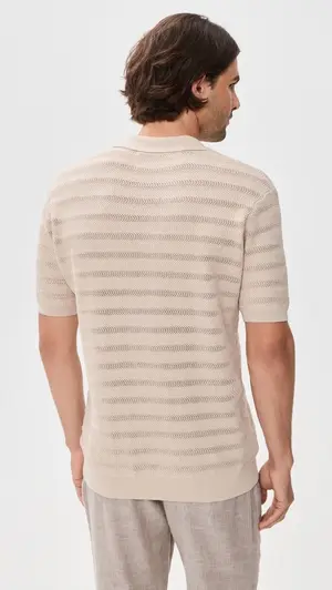 Frescobol Carioca Rino Cotton Jacquard Wave Knit Polo