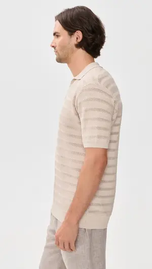 Frescobol Carioca Rino Cotton Jacquard Wave Knit Polo