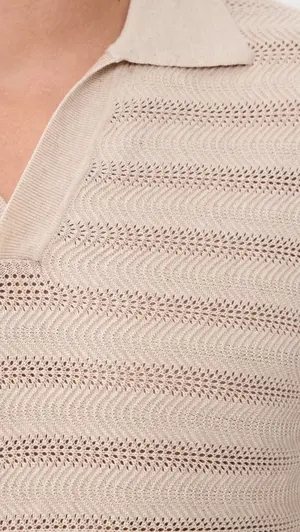 Frescobol Carioca Rino Cotton Jacquard Wave Knit Polo