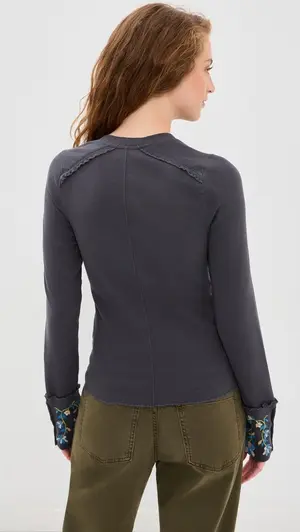 Free People Fleur Embroidered Tee