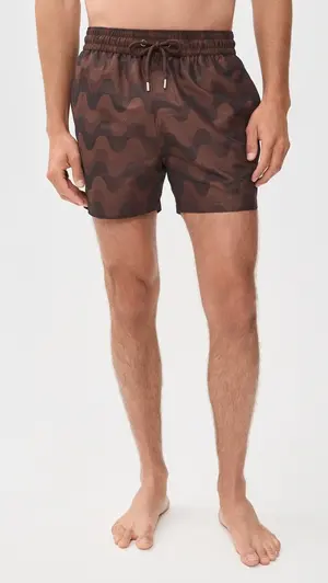 Frescobol Carioca Rio Sport Copacabana Jacquard Swim Trunks - Cacao