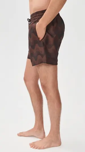 Frescobol Carioca Rio Sport Copacabana Jacquard Swim Trunks - Cacao