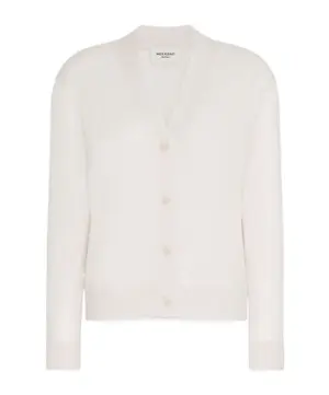 Max Mara Wool, Silk And Cashmere V-neck Cardigan - Ivory