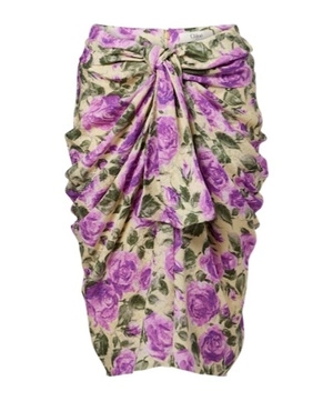Chloé Draped Floral Silk Midi Skirt - Multicolor