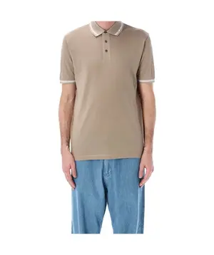 Emporio Armani Piped Collar Piqué Polo Shirt
