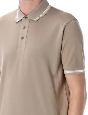 Emporio Armani Piped Collar Piqué Polo Shirt