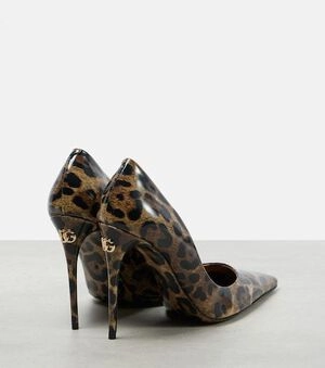 Dolce & Gabbana 105 Leopard-print Polished Leather Pumps