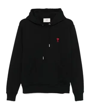 AMI Paris De Coeur Embroidered Hoodie - Black