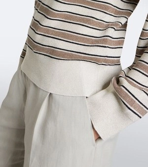 Brunello Cucinelli Striped Cotton-blend Polo Sweater