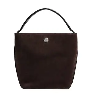 Moncler Carlo Suede Shoulder Bag - Black