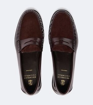 Brunello Cucinelli Paneled Leather Penny Loafers