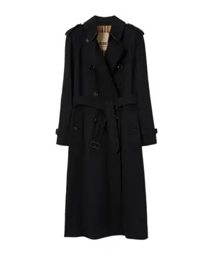 Burberry Double Breasted Belted Trench Coat - Black