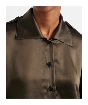 Khaite Bodine Asymmetric Silk Satin Shirt