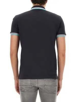 Hugo Boss Logo Embroidered Short-sleeved Polo Shirt - Black