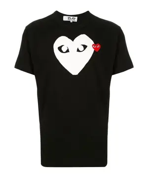 Play Comme Des Garcon Comme Des Garçons Play Logo Detailed Crewneck T-shirt - Black