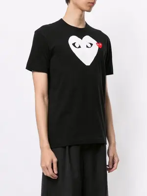 Play Comme Des Garcon Comme Des Garçons Play Logo Detailed Crewneck T-shirt - Black