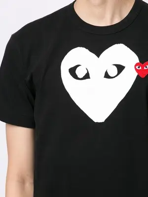 Play Comme Des Garcon Comme Des Garçons Play Logo Detailed Crewneck T-shirt - Black