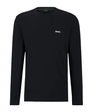 Hugo Boss Contrast-logo Stretch Long-sleeved T-shirt - Black