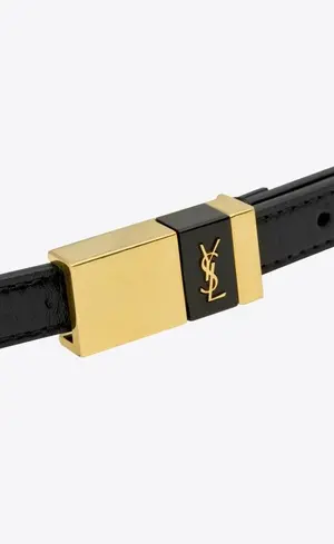 Saint Laurent Thin Anchor Belt In Leather