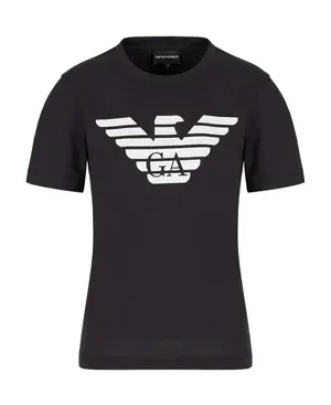 Emporio Armani Logo Printed Crewneck T-shirt - Black